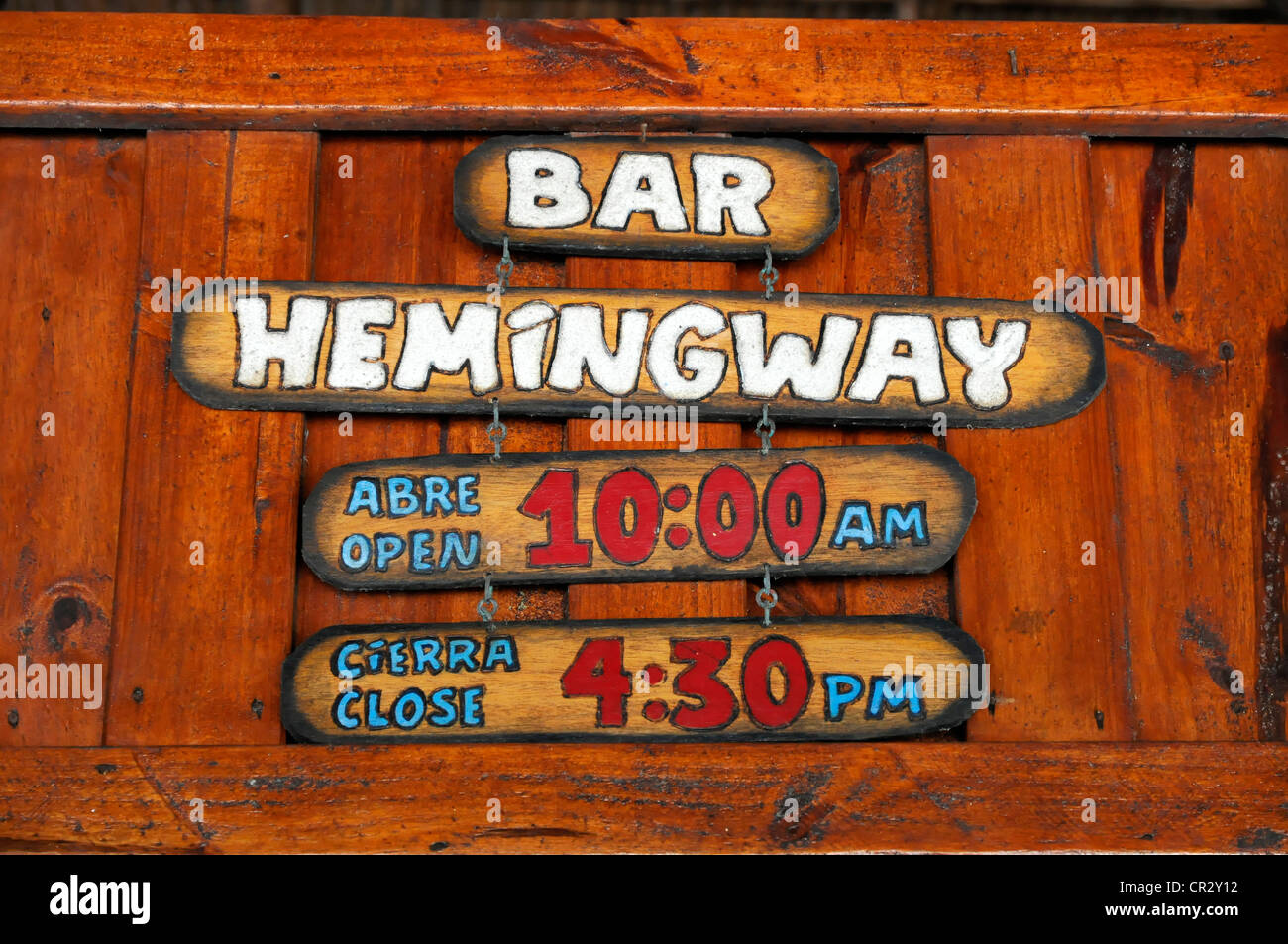 Hemingway Bar, sign on a beach bar, Playa Pila, Cayo Coco, Cuba ...