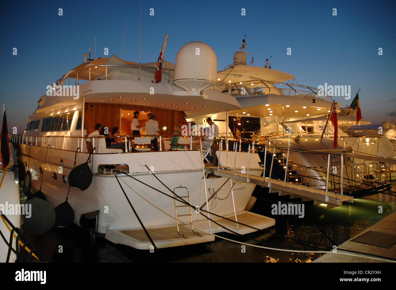 Luxury motorboats in the harbour at St Tropez, South of France Stock ...