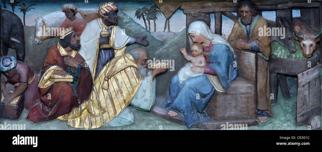 Nativity Scene, Adoration of the Magi Stock Photo - Alamy