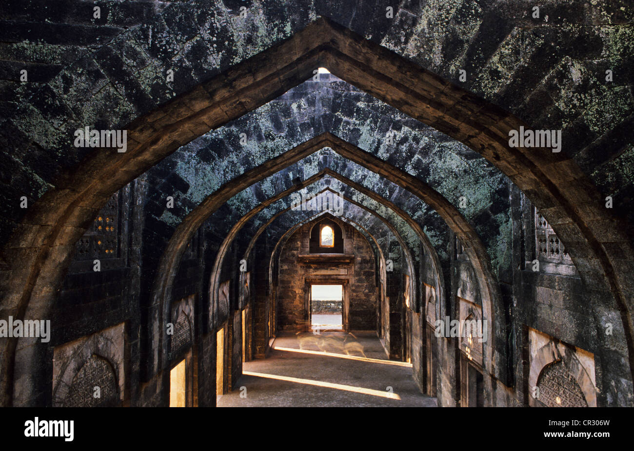 India, Madhya Pradesh State, Mandu, arches of Hindola Mahal palace ...