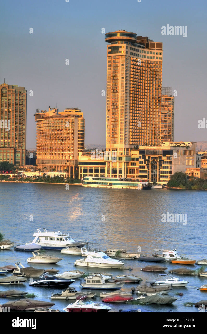 A central Cairo panorama looking east and north across the Nile River ...