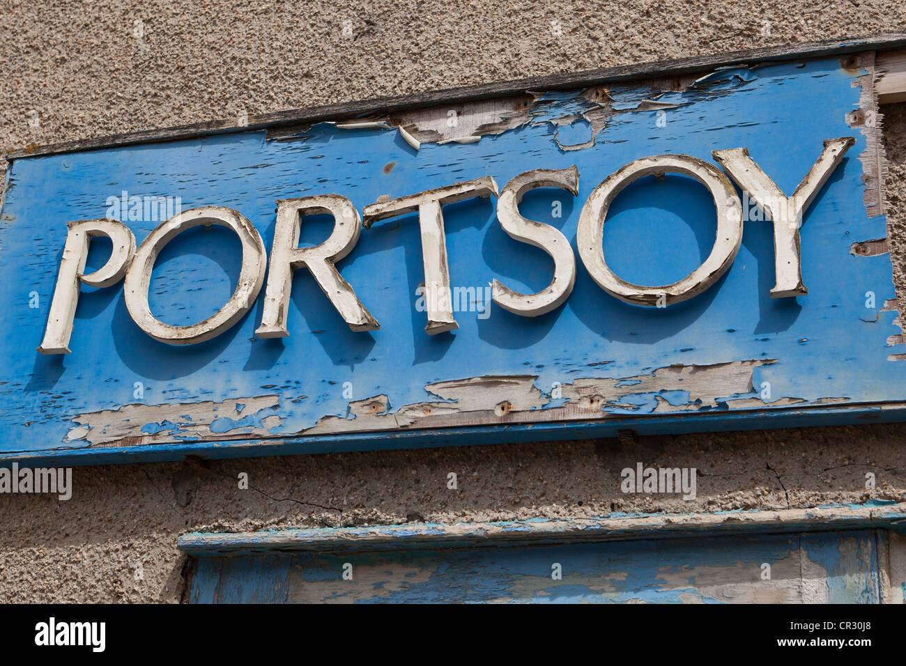 Peeling decaying sign at Portsoy Harbour.Banffshire Scotland UK Stock ...