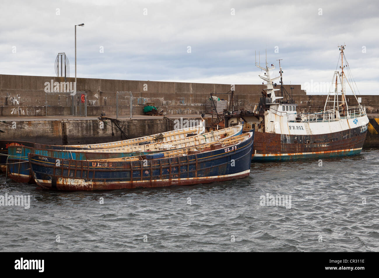 De commissioned fishing trawlers Macduff Harbour. Banffshire Scotland ...