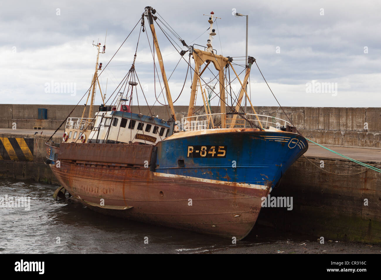 Fishing trawler at Macduff harbour Banffshire Scotland UK Stock Photo ...