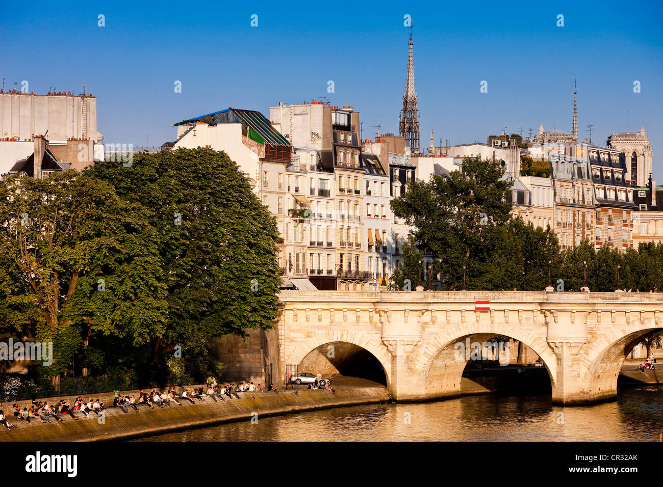 France, Paris, the Pont Neuf (New Bridge) on the banks of the Seine ...