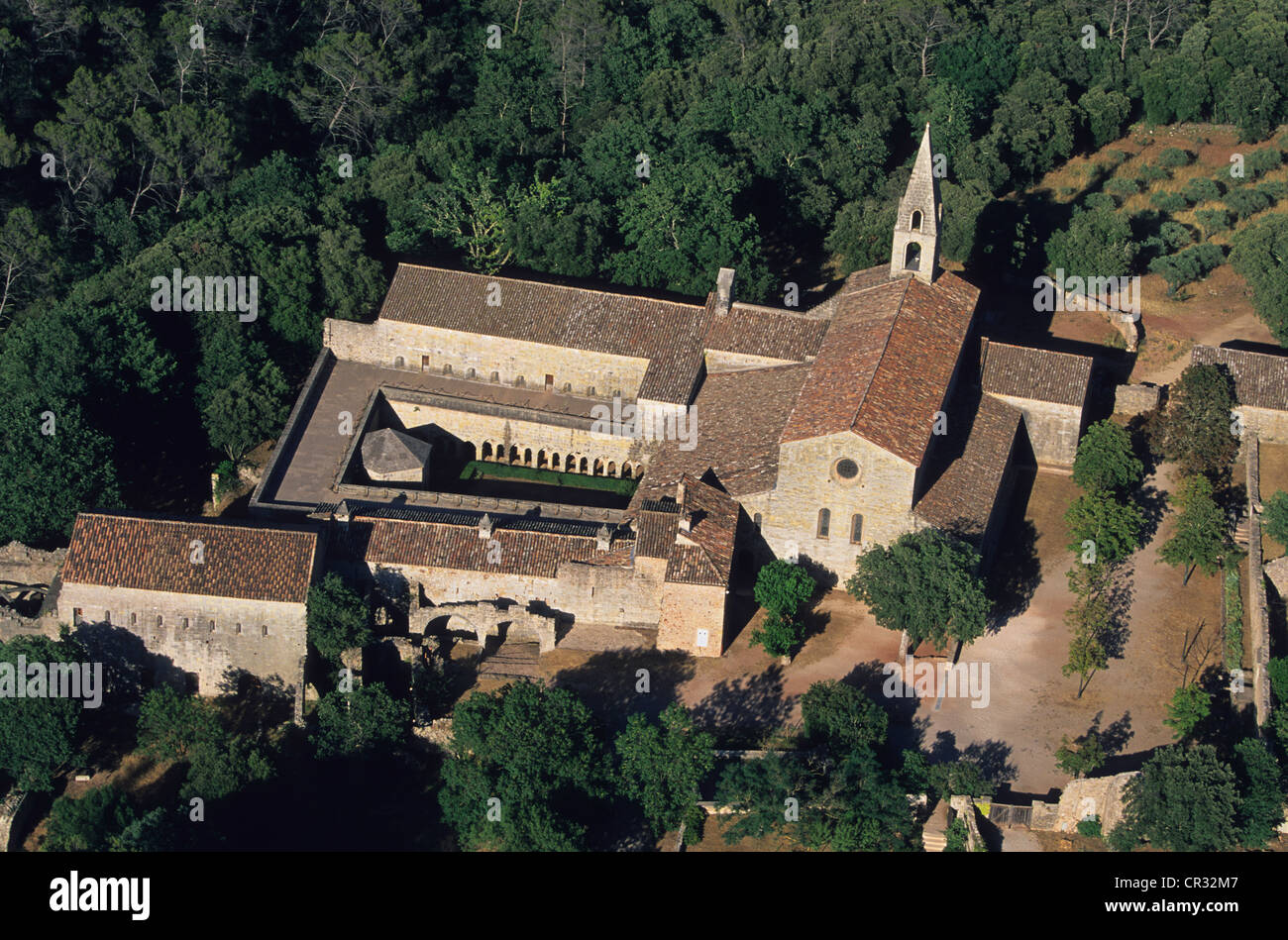 France, Var, Thoronet Abbey, 12th century, centre for national monuments (aerial view Stock ...