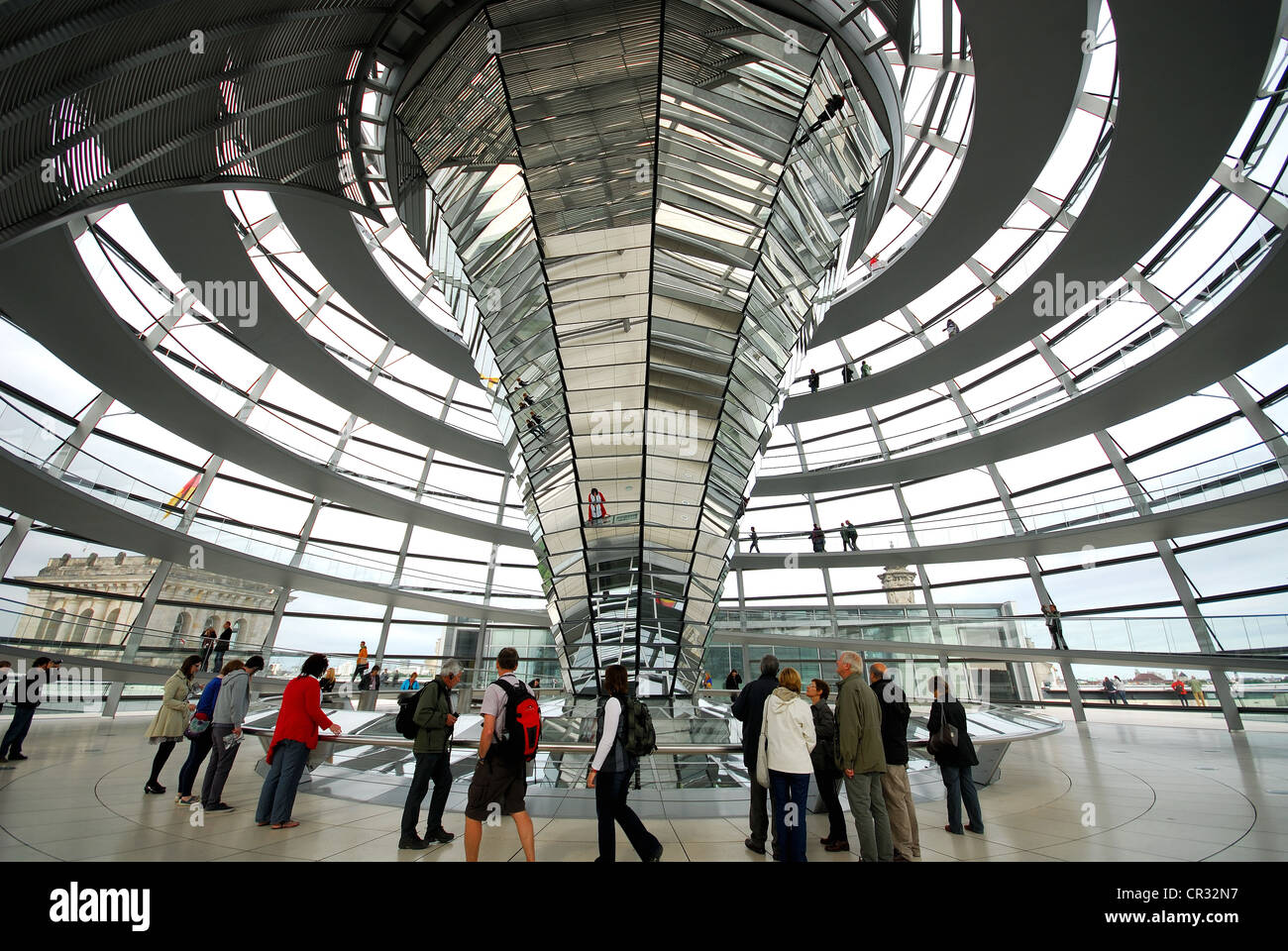 BERLIN, GERMANY. The interior of the Norman Foster-designed glass dome ...