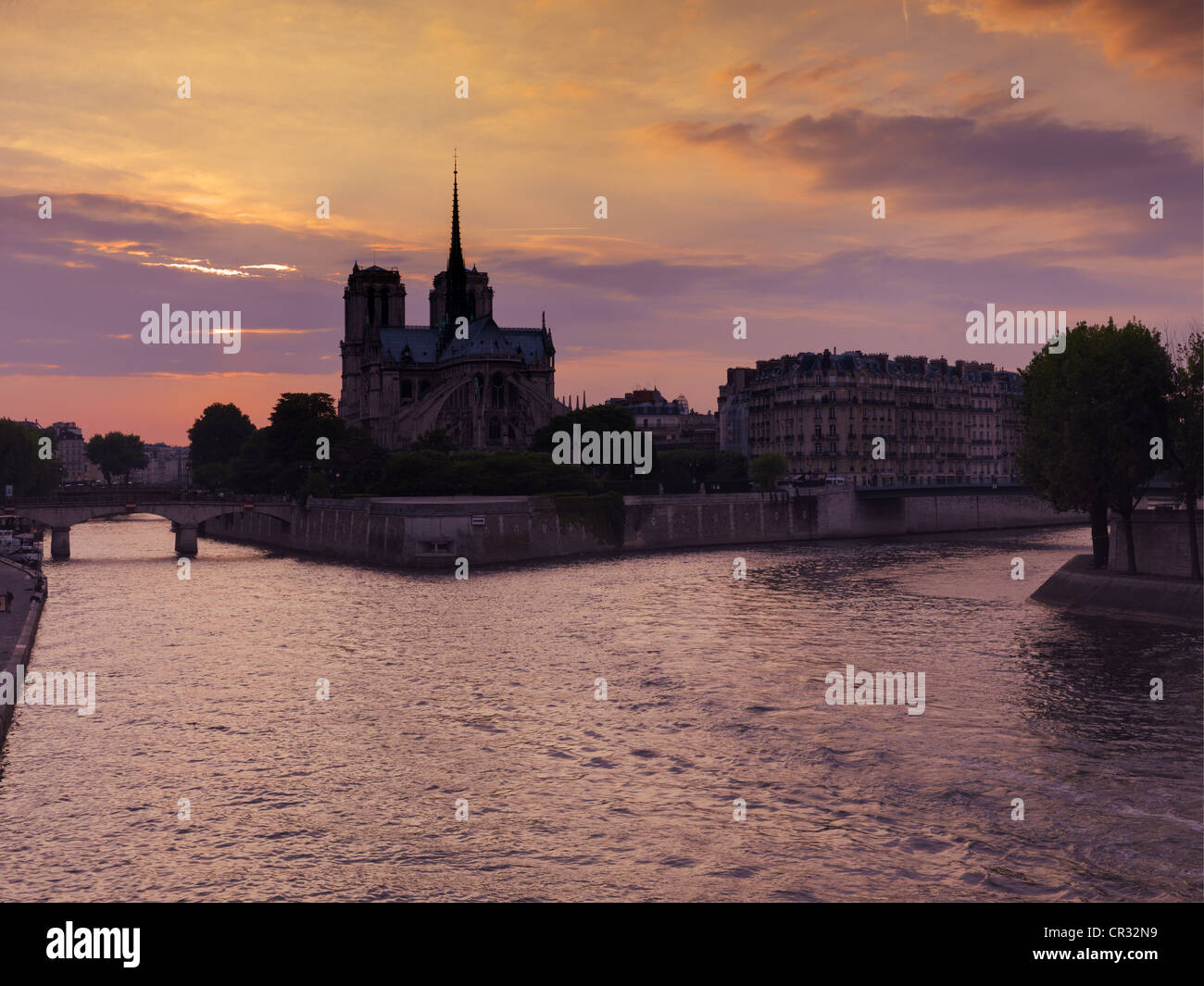 Paris River Seine Notre Dame Cathedral Stock Photo - Alamy