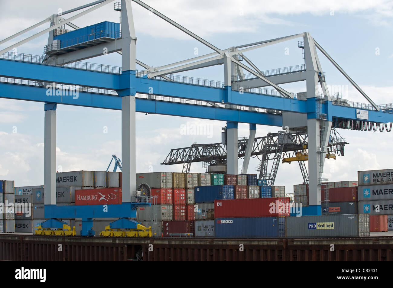 Container terminal river Rhine Germany Stock Photo - Alamy