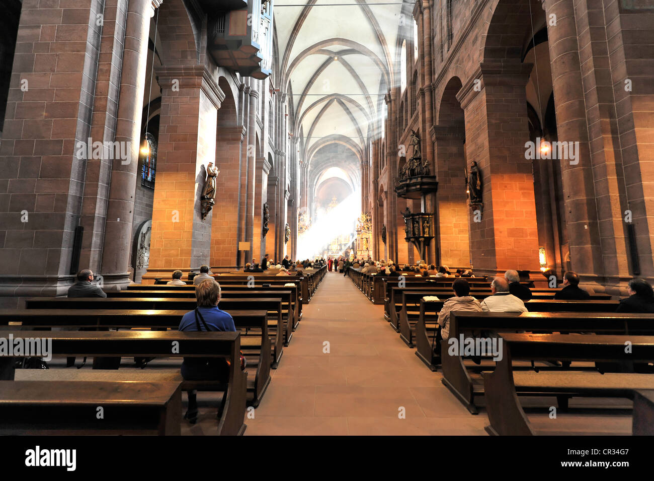 Interior view, Worms Cathedral, Cathedral of St Peter, built between ...