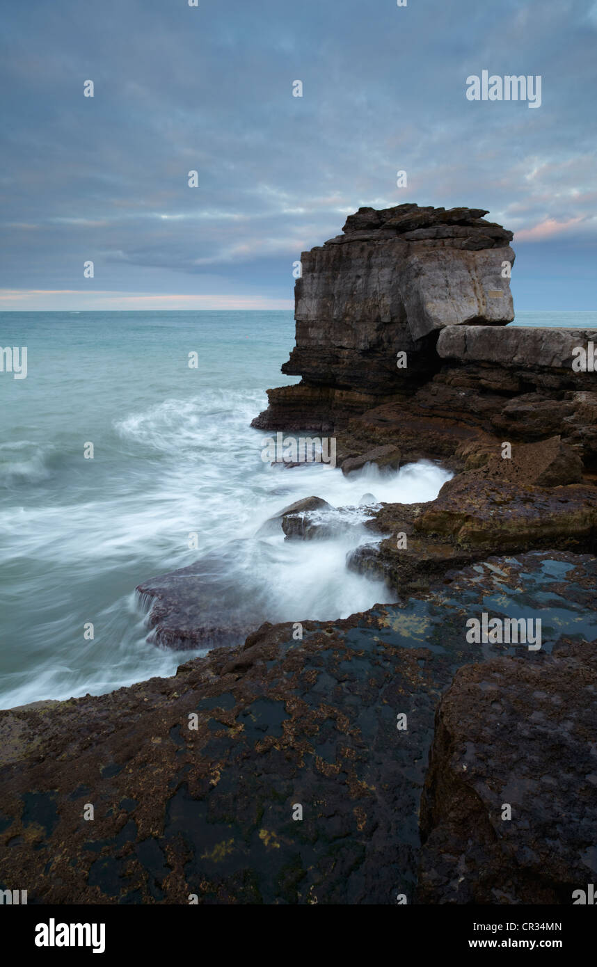 A colourful winter morning at Pulpit Rock, Portland, Jurassic Coast ...