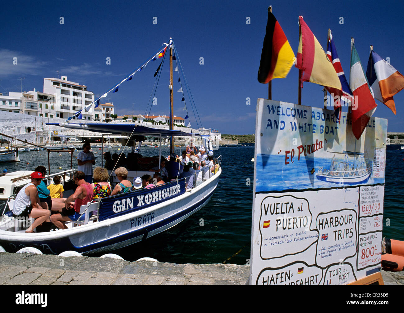 Spain, Balearic Islands, Minorca, the city and the port of Villacarlos ...