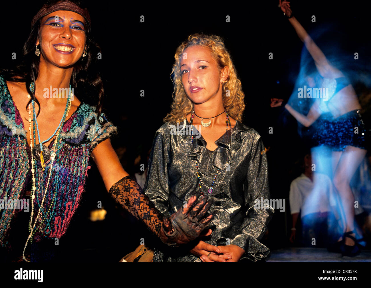 Spain, Balearic islands, Ibiza island, nightlife in the old city of ...