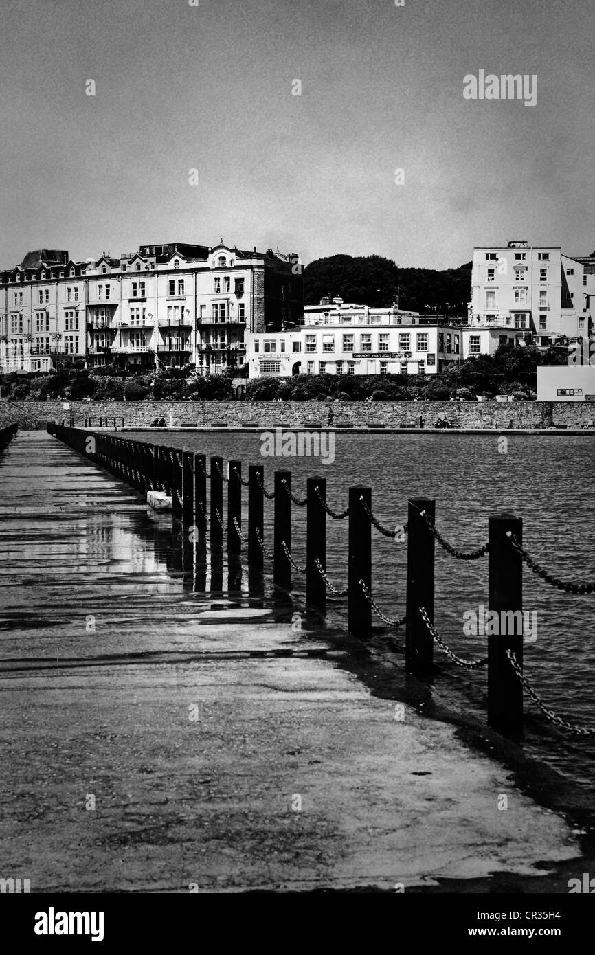 Knightstone island causeway Black and White Stock Photos & Images - Alamy