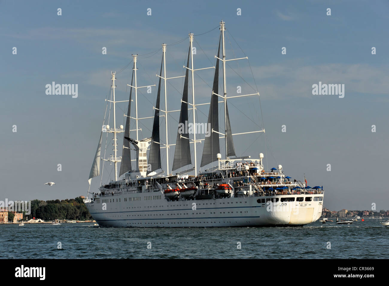 Cruise ship, Wind Surf, built in 1990, 188m, 312 passengers, during ...
