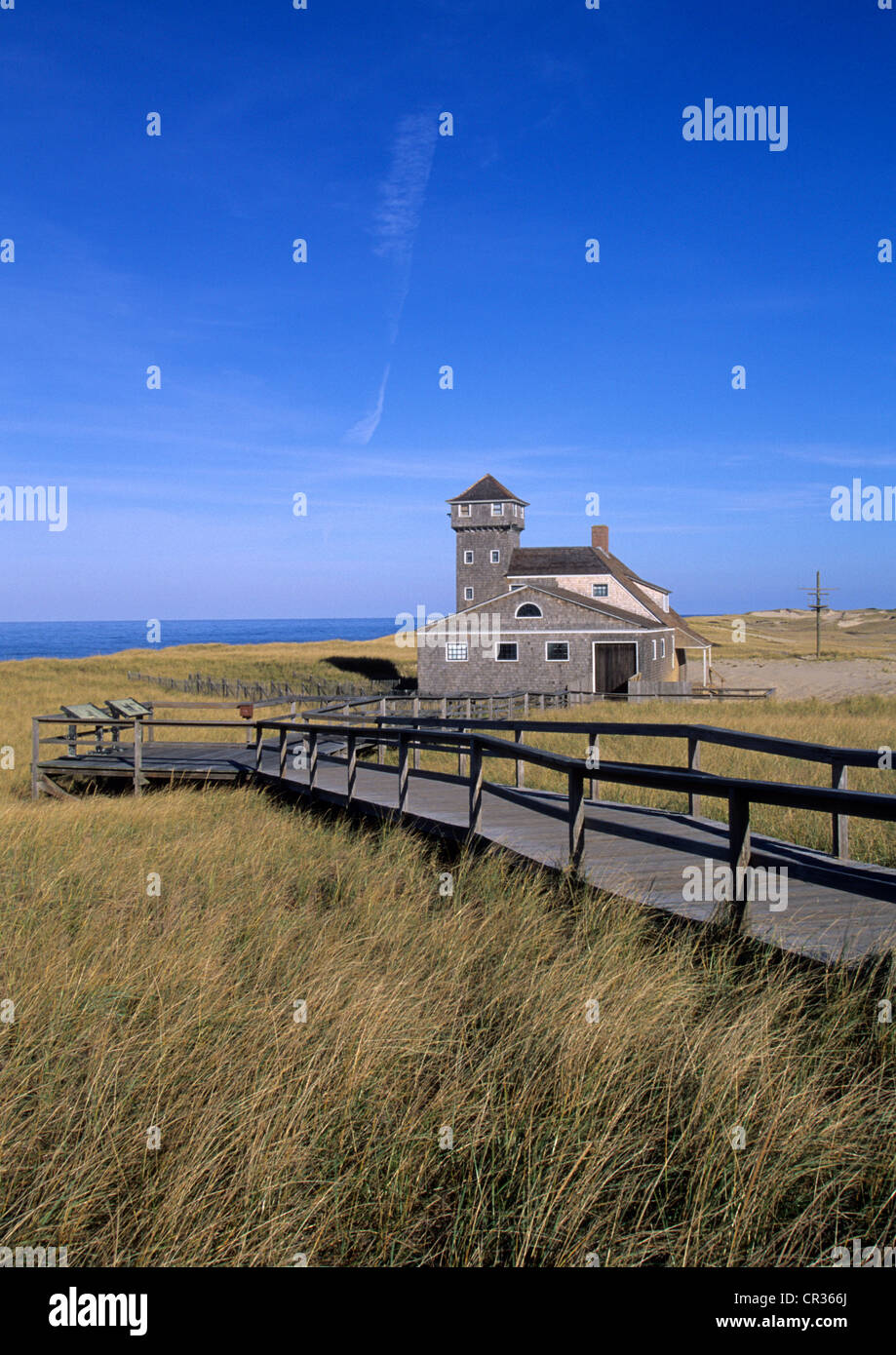 United States, Massachusetts, Cape Cod, Race Point Beach and its wooden ...