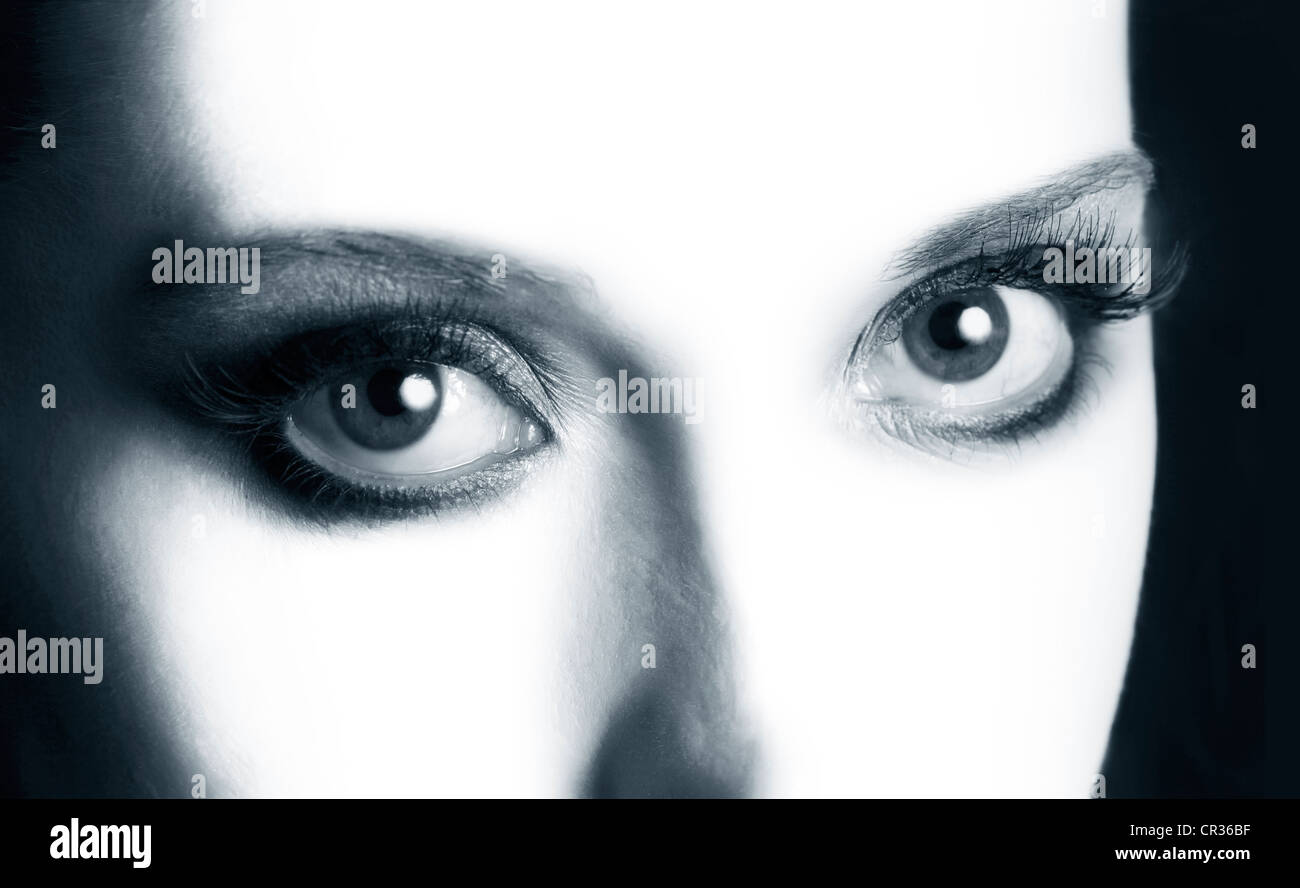 Picture of beautiful woman open eyes closeup Stock Photo - Alamy