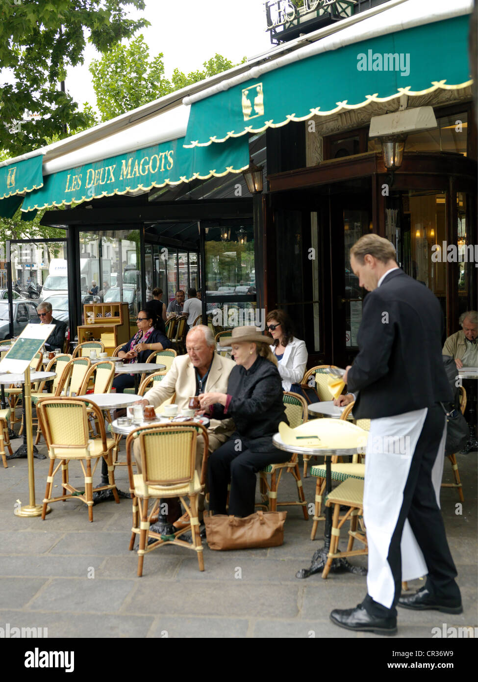 Paris Cafe Scene Left Bank St.Germain Area Les Deux Magots Stock Photo ...