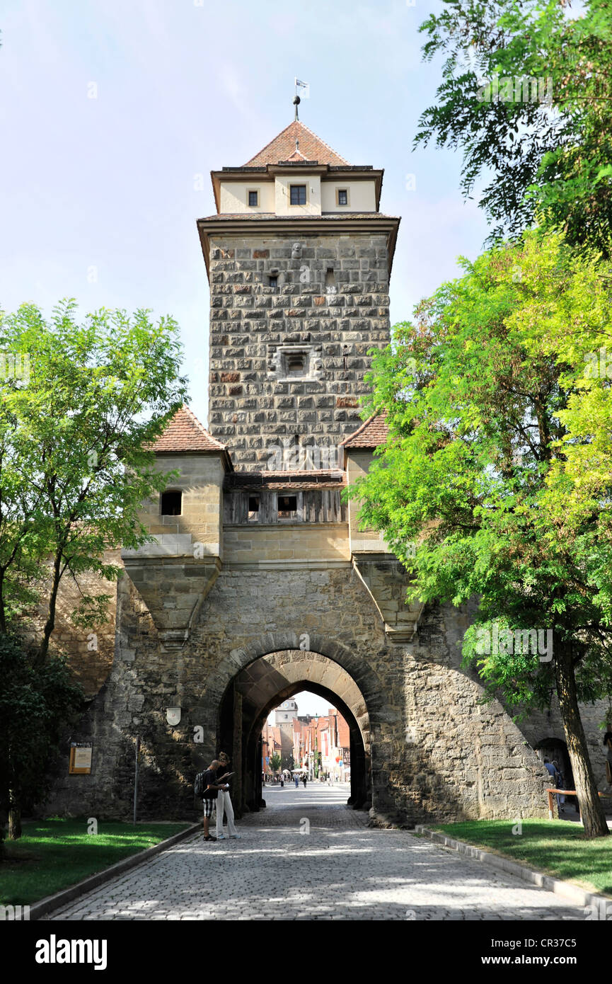 Wuerzburger Tor gate, Rothenburg ob der Tauber, Romantische Strasse ...