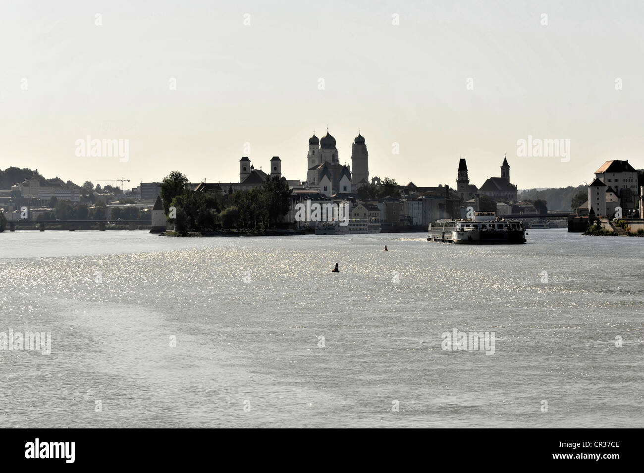 Conjunction point, the confluence of the Danube, Inn and Ilz rivers ...