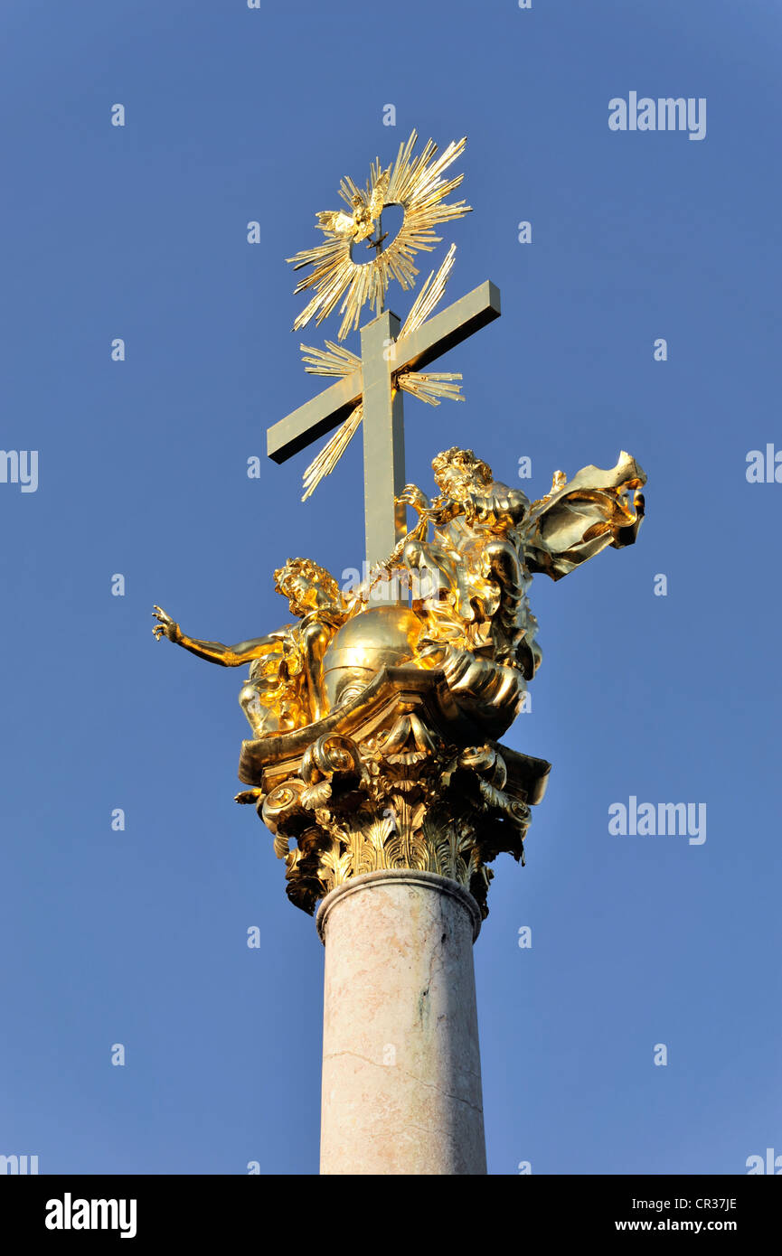 Trinity column, town centre, Straubing, Bavaria, Germany, Europe Stock ...