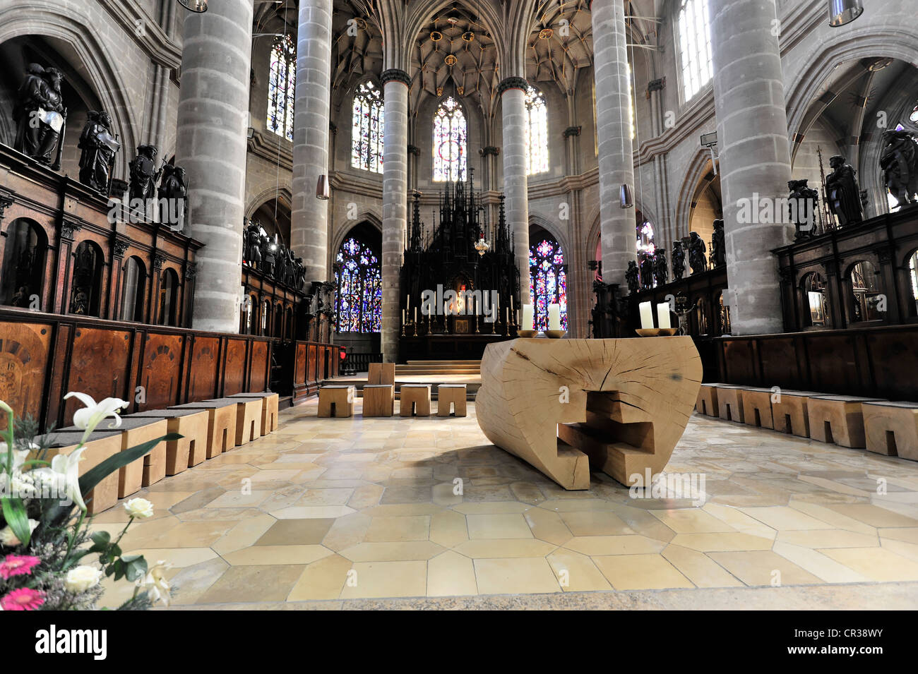 Heilig-Kreuz-Muenster, Holy Cross Minster, start of construction in 1315, interior, Schwaebisch ...