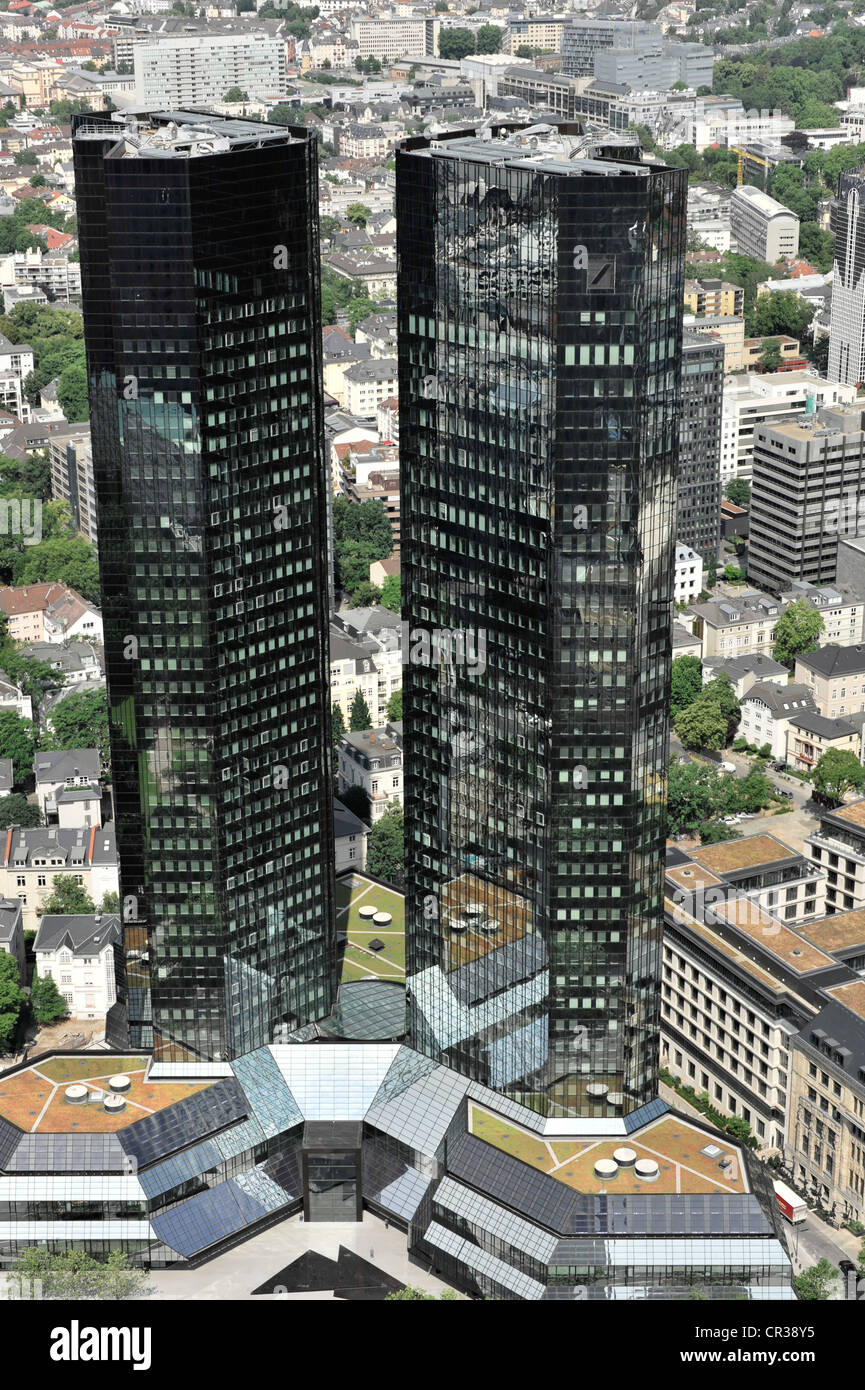 Aerial view, Deutsche Bank, German Bank, high-rise buildings, Financial ...