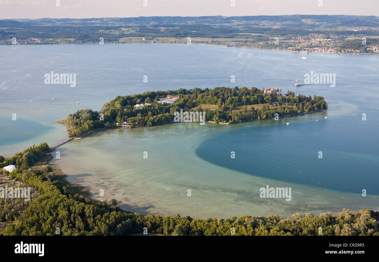Aerial view, flower island of Mainau in Lake Constance, with a view ...