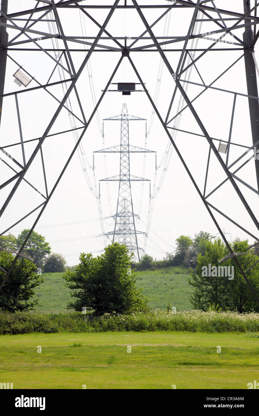 High tension power pylons Stock Photo - Alamy
