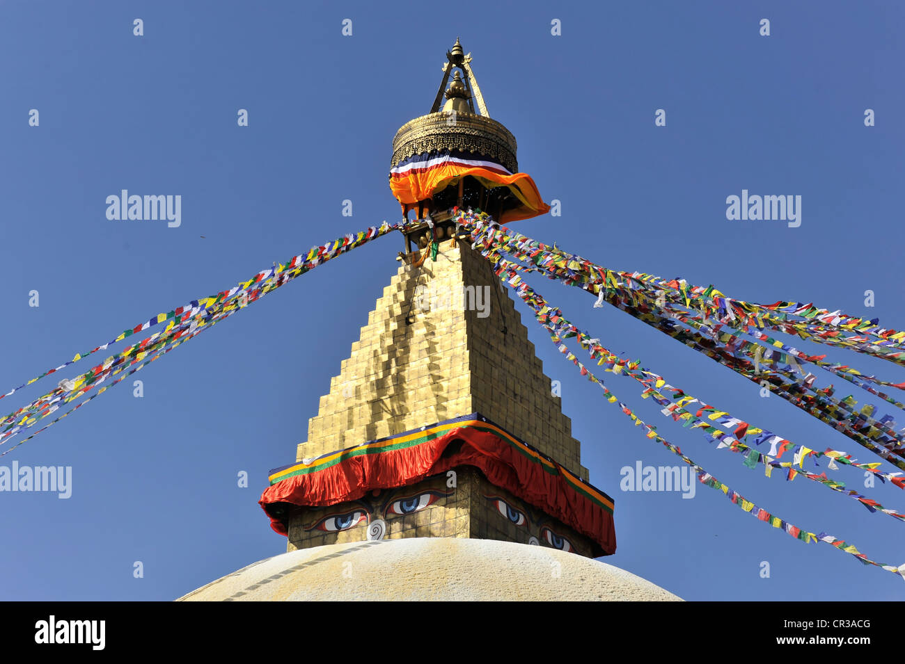 Boudha or Bodnath or Boudhanath Stupa, painted eyes, colorful prayer ...