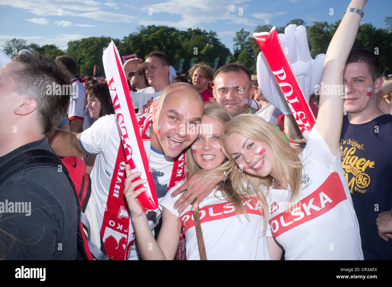 KRAKOW,POLAND -JUNE,8: Polish fans follow their team in the opening ...
