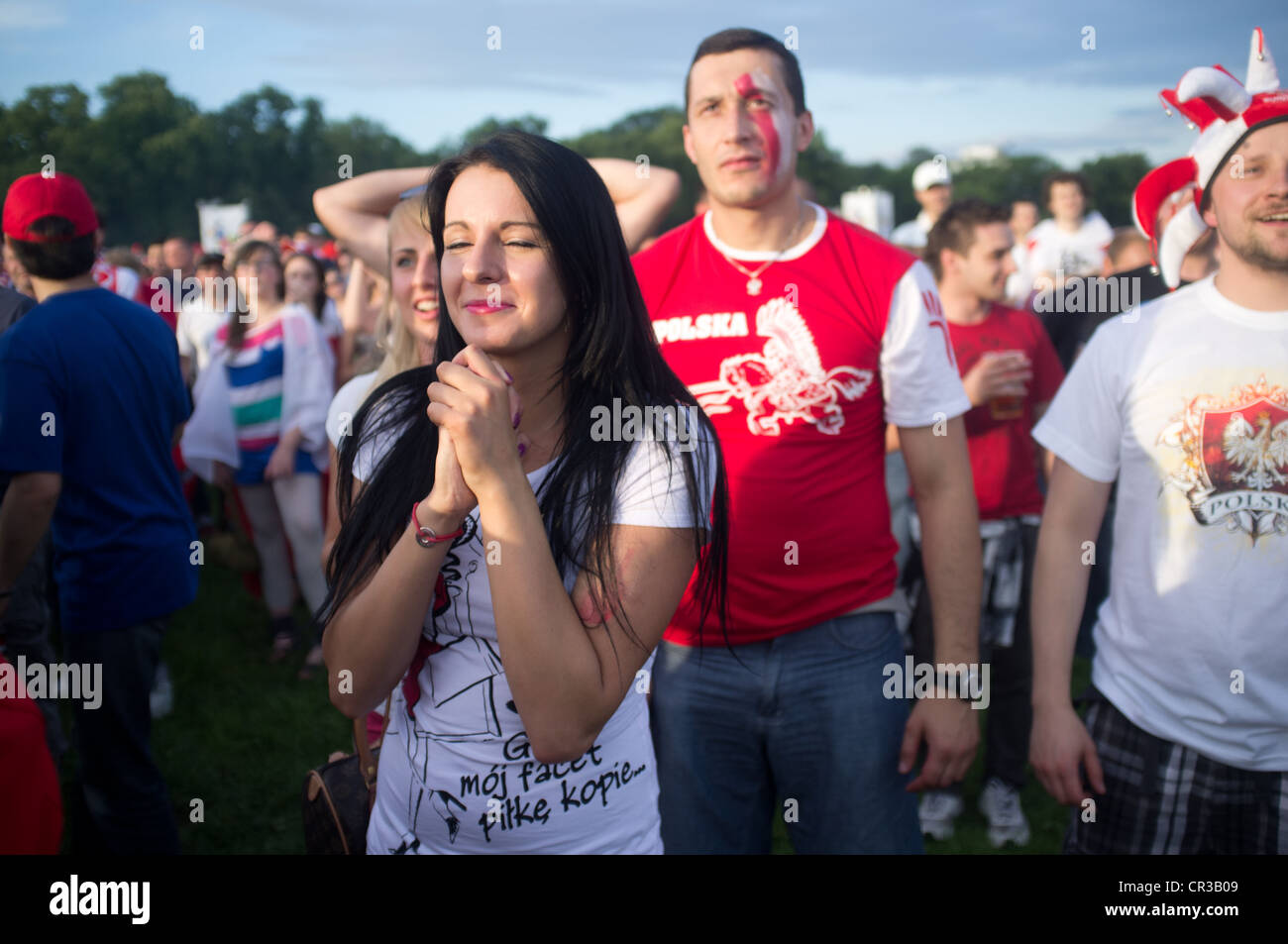 KRAKOW,POLAND -JUNE,8: Polish fans follow their team in the opening ...