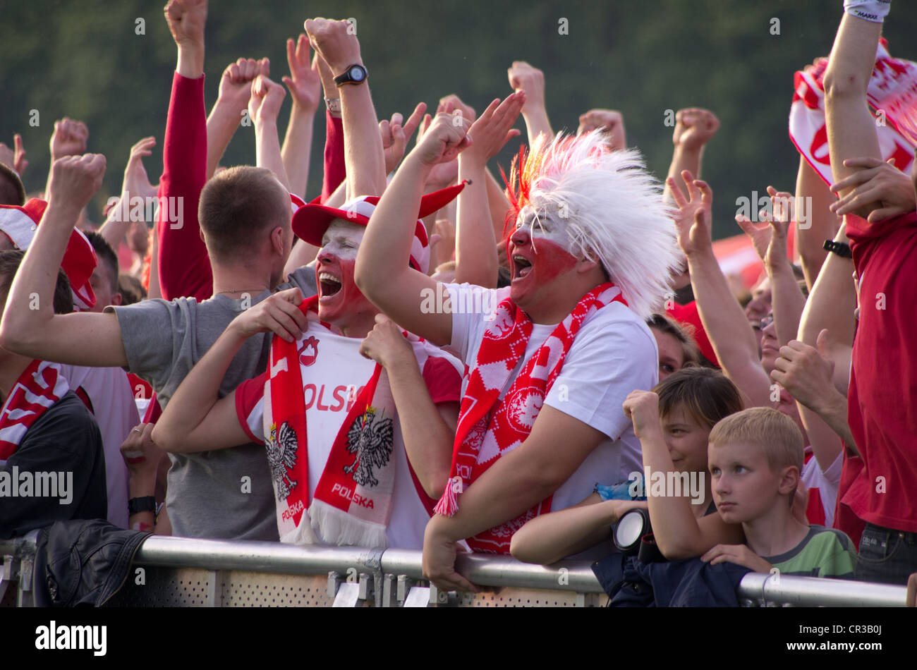 KRAKOW,POLAND -JUNE,8: Polish fans follow their team in the opening ...