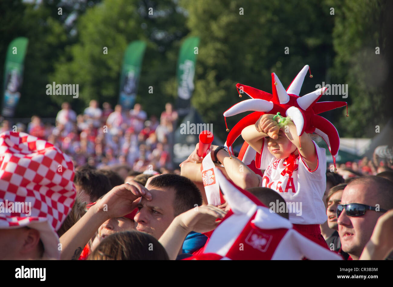 KRAKOW,POLAND -JUNE,8: Polish fans follow their team in the opening ...
