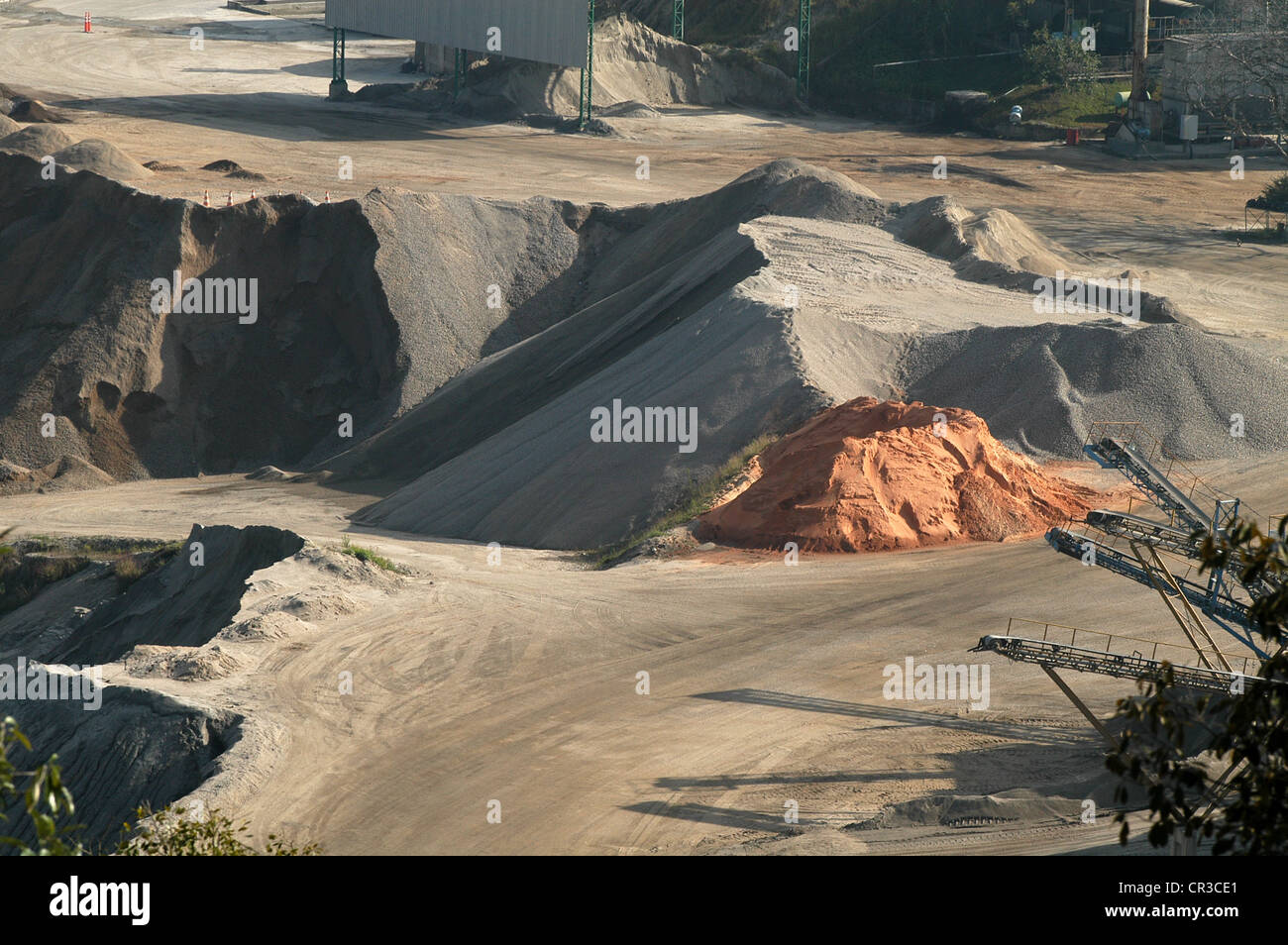 Mountains of sand in a quarry Stock Photo - Alamy