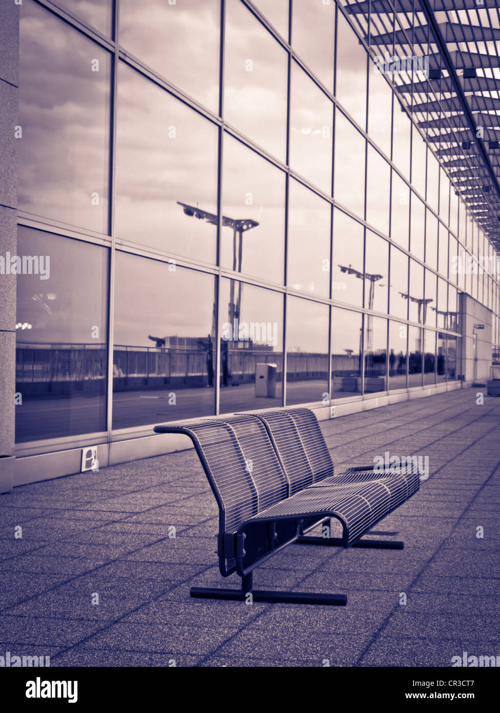 Bench in front of modern glass building , for architecture,business ...