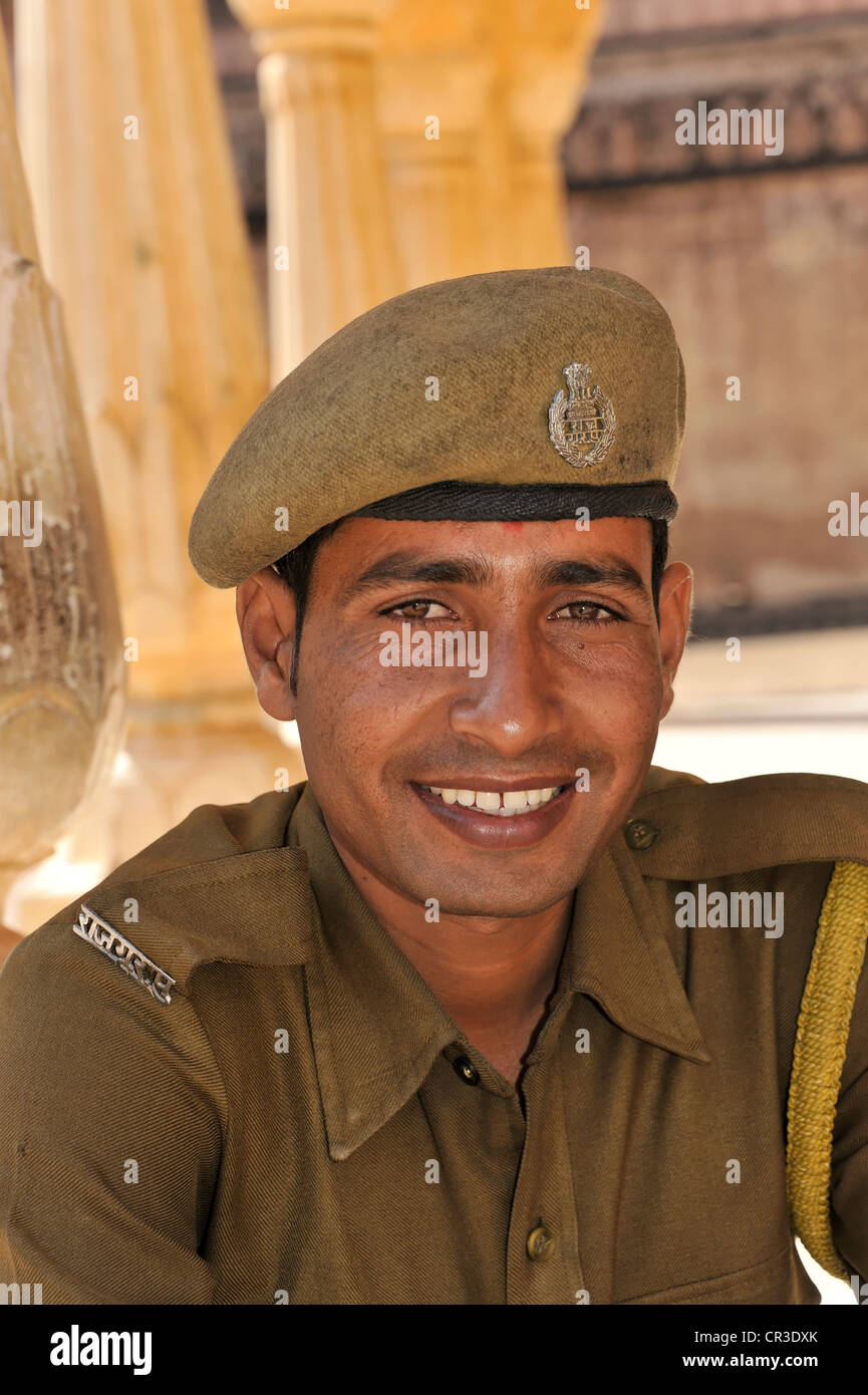 Security guard, Amber Fort, Amber, near Jaipur, Rajasthan, North India ...