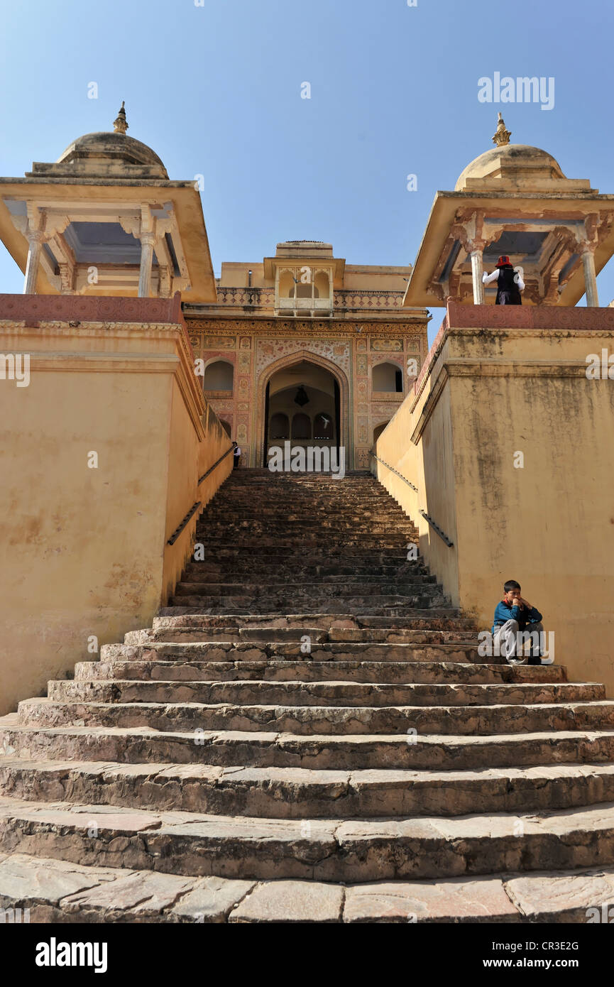 Stairs, Fort Amber, Amber, near Jaipur, Rajasthan, North India, India ...