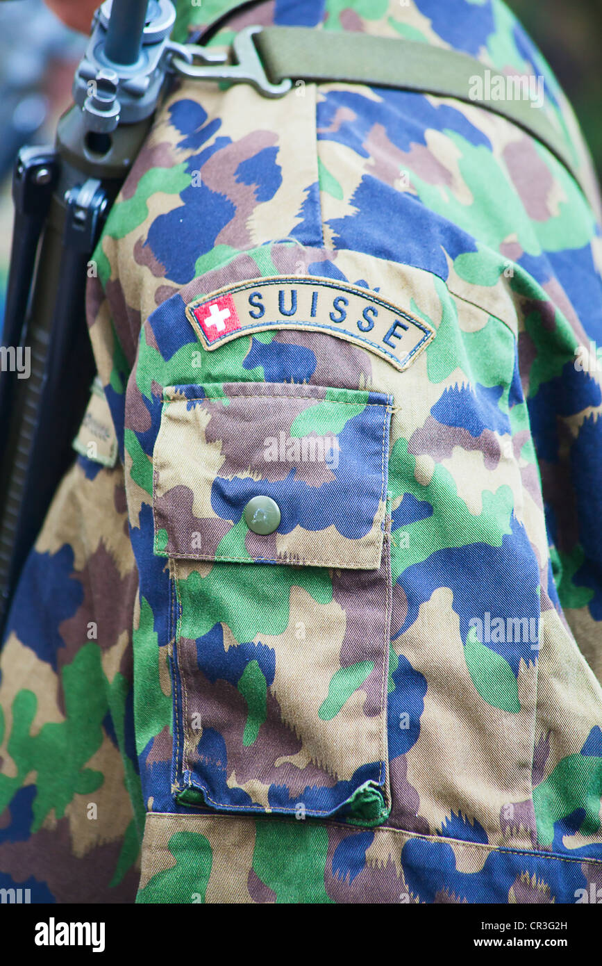 Close-up of the swiss army uniform Stock Photo - Alamy