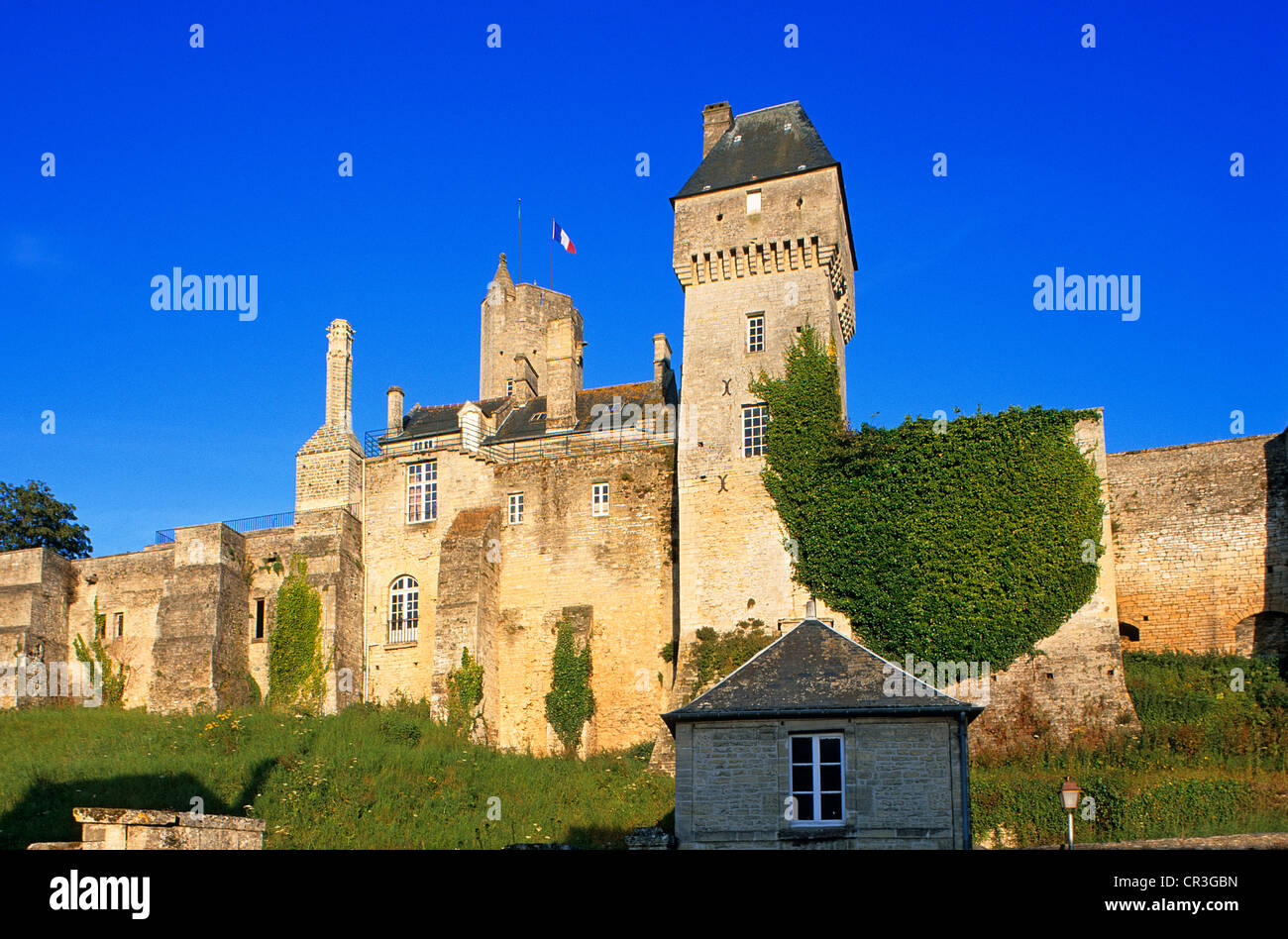 France, Calvados, Creully, the castle and BBC tower Stock Photo - Alamy