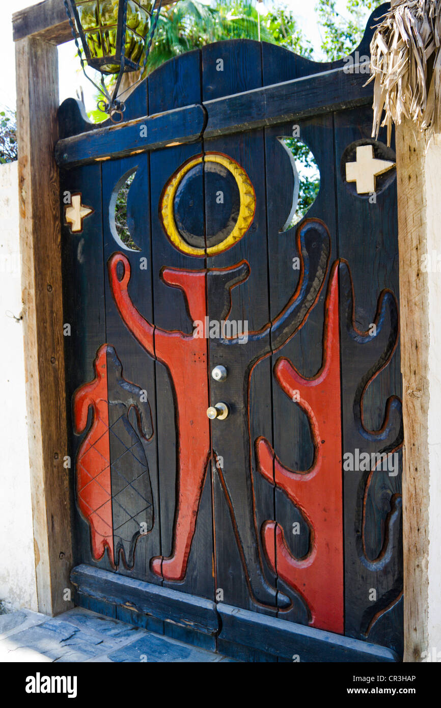 Ornately decorated gate in "Todos Santos" Baja Mexico Stock Photo - Alamy