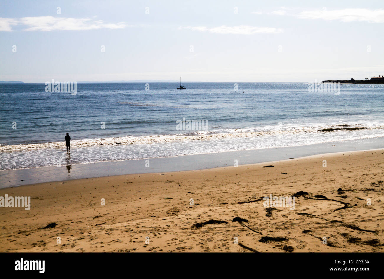 Man fishing in surf in Goleta California Stock Photo - Alamy