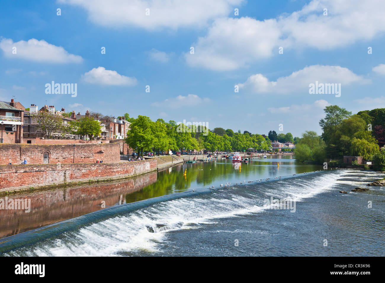 Chester Weir crossing the River Dee at Chester Cheshire England UK GB ...