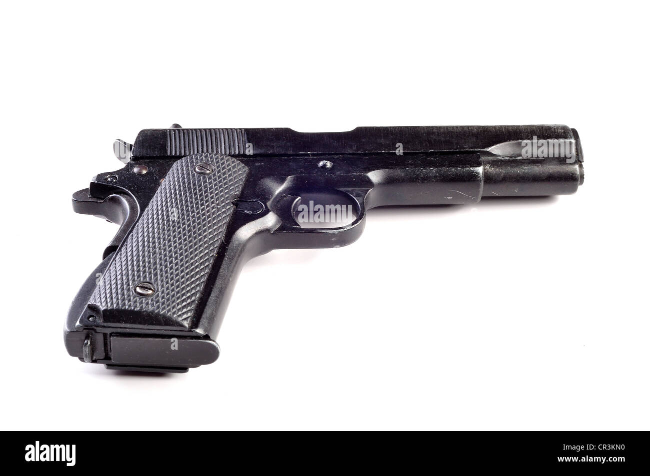 Photo of gun on white background Stock Photo - Alamy