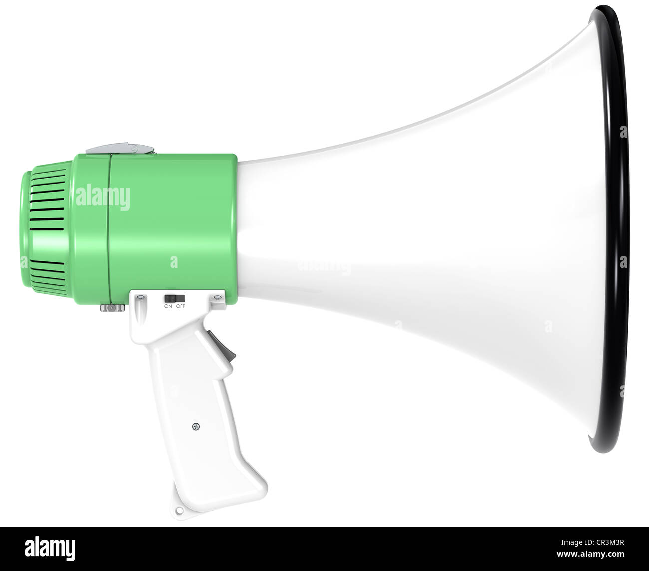 Side view of a Megaphone. Green and white. Isolated Stock Photo - Alamy