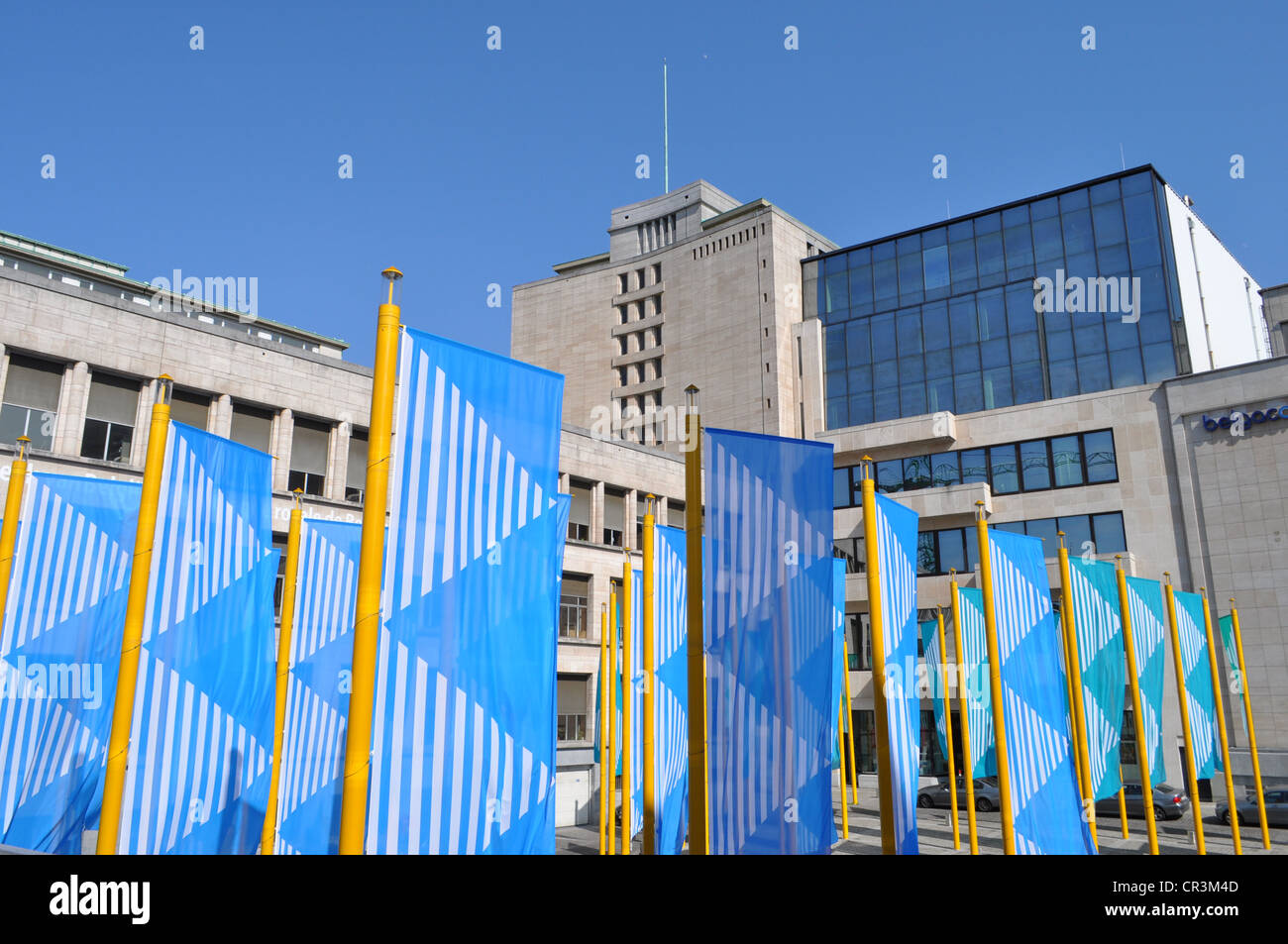 National Library, Brussels, Flags Stock Photo - Alamy