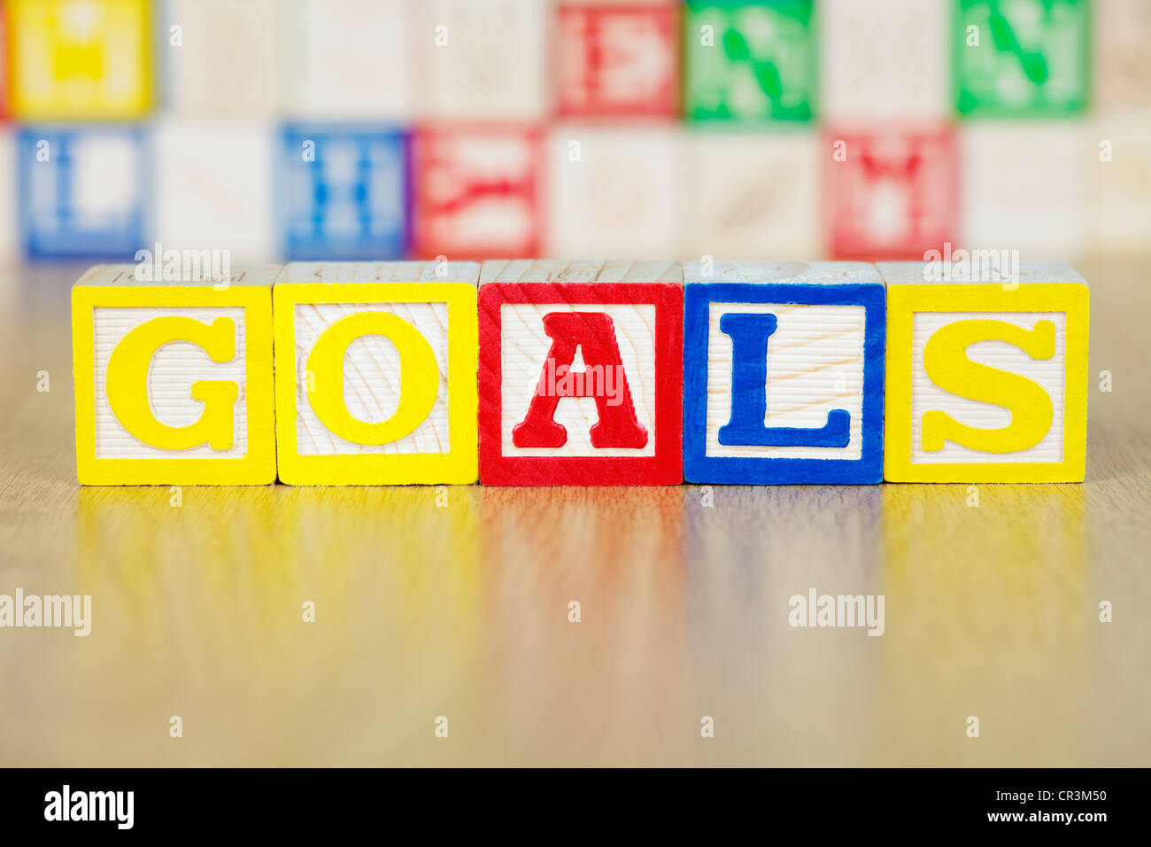 Goals Spelled Out in Alphabet Building Blocks Stock Photo - Alamy