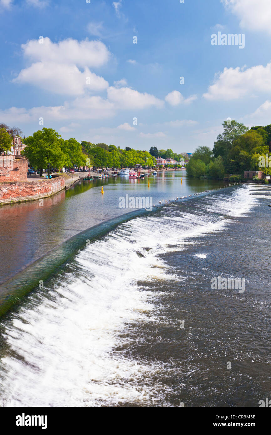 Chester Weir crossing the River Dee at Chester Cheshire England UK GB ...