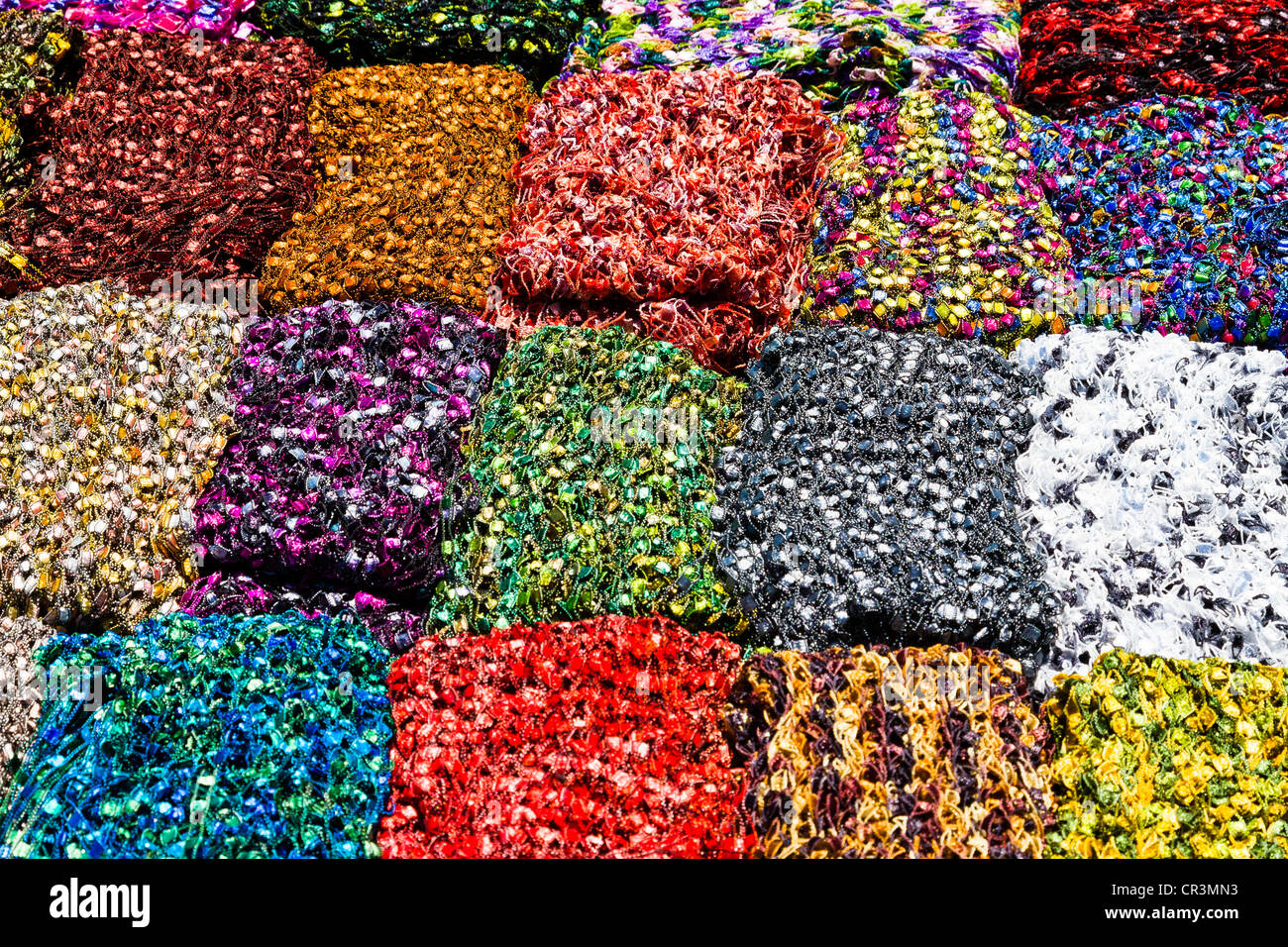 Colorful scarves on display Stock Photo - Alamy