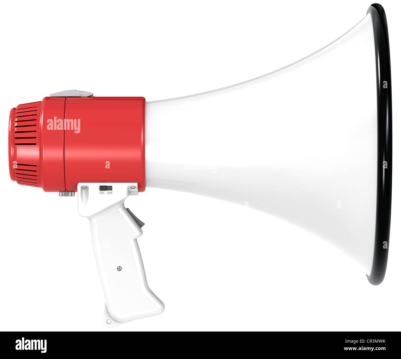 Side view of a Megaphone. Red and white. Isolated Stock Photo - Alamy
